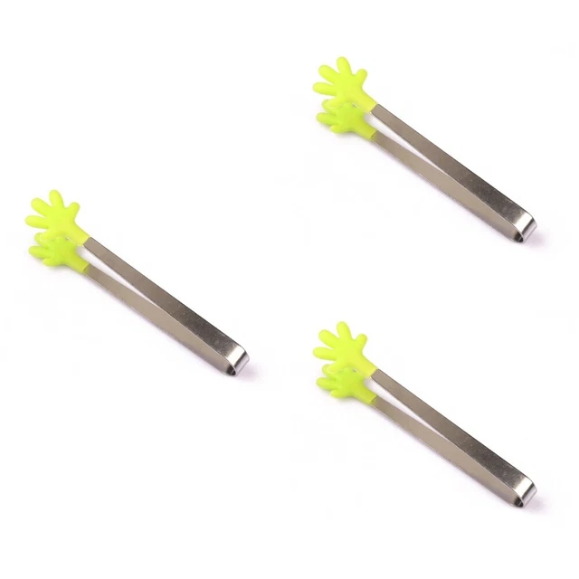 3 PACK CHILD Silicone Tips Tong Utensil Hand Shape Food Tongs £8.55 ...
