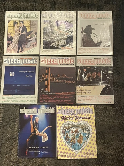 LOT OF 8 Sheet Music Magazines 1982-1985 Standard Piano/Guitar $11.51 ...