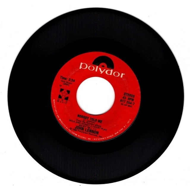 JOHN LENNON 45 *Nobody Told Me/O'Sanity (Yoko Ono) * Polydor EUR 2,80 ...