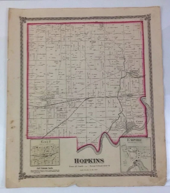 ANTIQUE 1874 MAP of Hopkins County Illinois - Publishers Warner & Beers ...