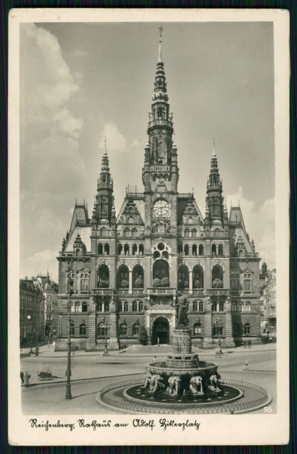 FOTO AK LIBEREC Reichenberg Stadt Adolf Hitler Platz Rathaus 1942 ...