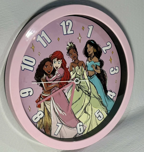 DISNEY PRINCESS WALL CLOCK Featuring Moana, Aerial, Tiana and Jasmine ...
