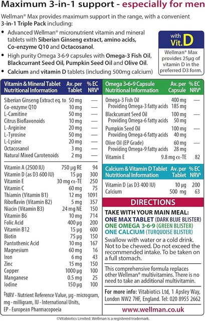VITABIOTICS WELLMAN MAX 84 Tablets/Capsules - Man Exp: 08/26 £14.99 ...