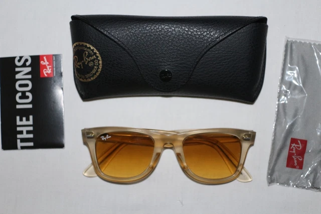 RAY-BAN RB2140 WAYFARER "Ice Pop" Sunglasses Citrus 50-20 Amber Yellow ...