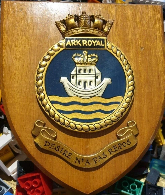VINTAGE HMS ARK ROYAL aircraft carrier Royal Navy Ship Badge Crest ...