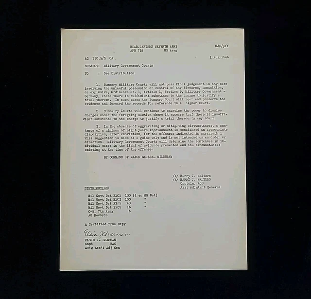 1945 GERMAN WWII US Army War Military Document military Government ...