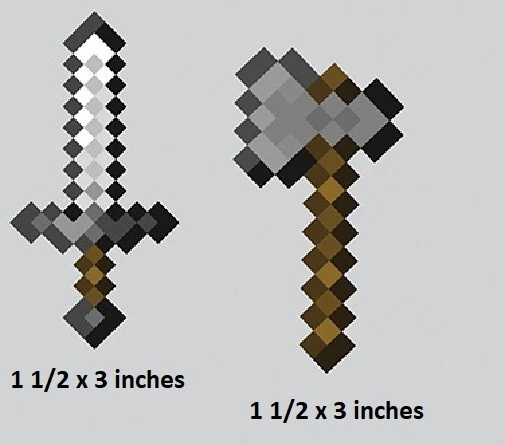 SWORD AXE DECAL Minecraft Weapons Logo Peel & Stick Art Video Game Wall ...