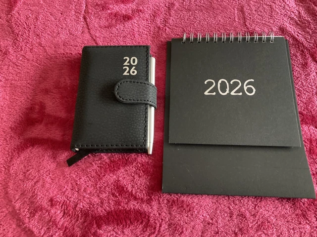 2026 BLACK DESK Calendar and Diary with pen £7.62 - PicClick UK