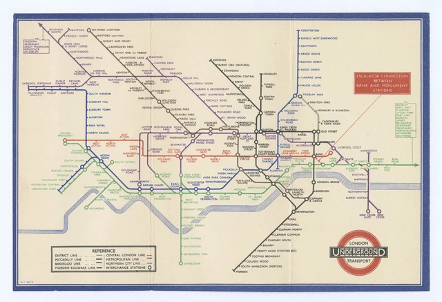 ORIGINAL MAP &RAILWAY Map. No. 2. 1934." (London Tube Map) Henry C ...