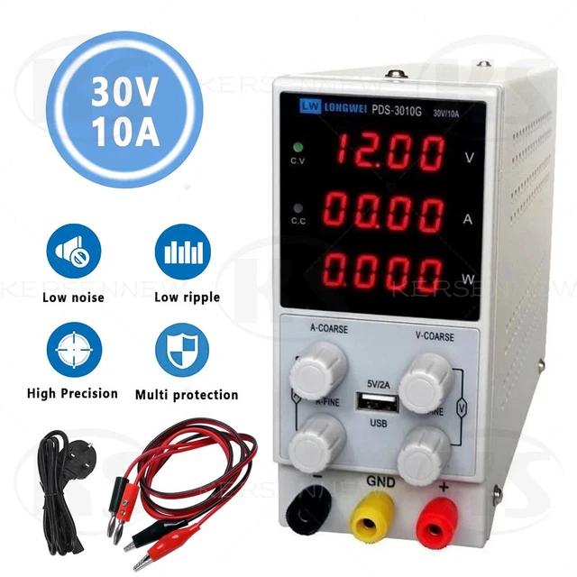 ADJUSTABLE LAB BENCH Power Supply 30V 10A Switch DC Digital Precision ...