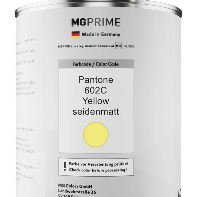 PANTONE 602C YELLOW seidenmatt Acryl Lack 1,5 Liter 1500 ml Dose inkl ...