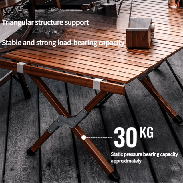 PORTABLE SOLID WOOD Folding Camping Table - Sapele Roll-Up Picnic and ...