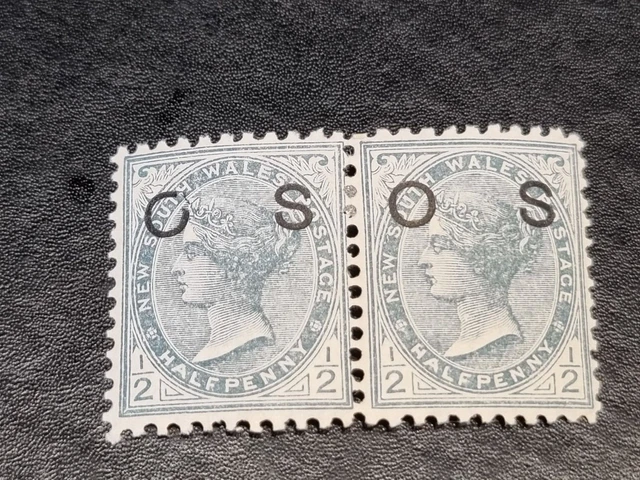 NSW AUSTRALIA STAMPS Pair of Queen Victoria 1/2d Mint OS with Variety ...