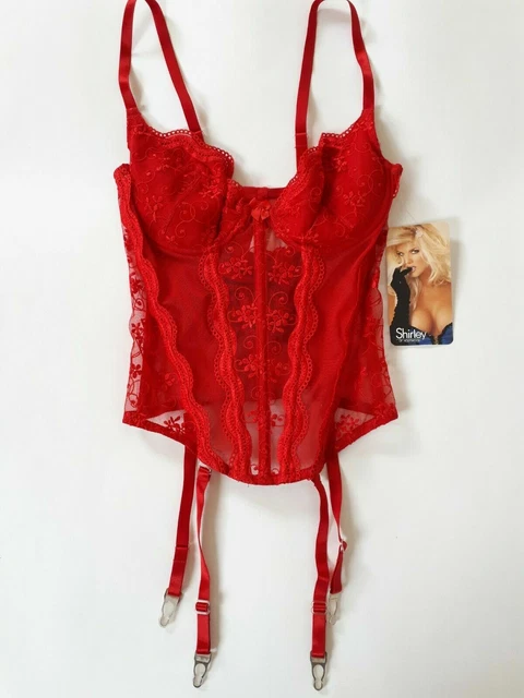 SHIRLEY OF HOLLYWOOD Sizes 32 34 36 38 Red Push-Up Bustier Basques ...