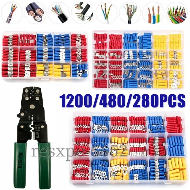 1200PCS INSULATED ASSORTMENT Electrical Wire Connectors Crimp Terminals ...