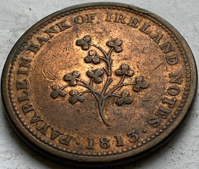 DUBLIN J.HILLES ROLLING Mill.Reverse Shamrock 1813 Penny Token. #204 £ ...