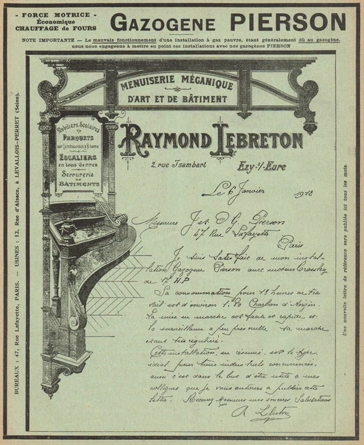 Y9632 GAZOGENE PIERSON - Raymond Lebreton - Publicité D'Époque - 1913 ...