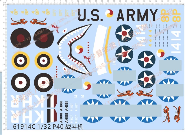 1/32 WWII US ARMY Airforce Curtiss P-40 Fighter Military Model Kit ...