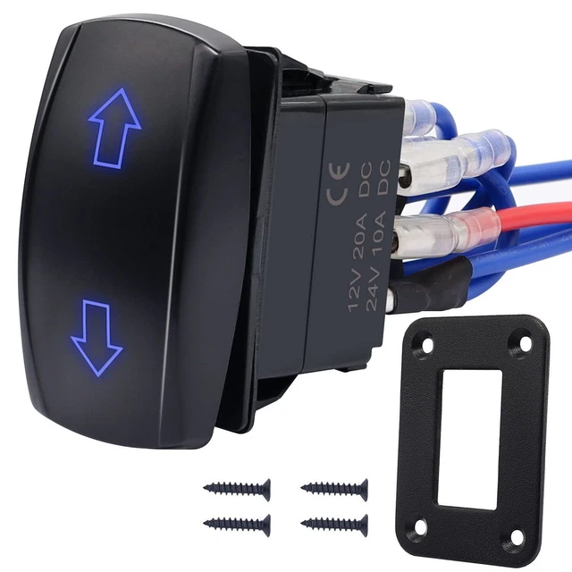 POLARITY REVERSING MOMENTARY Rocker Switch 20A 12V DC Motor Control ...