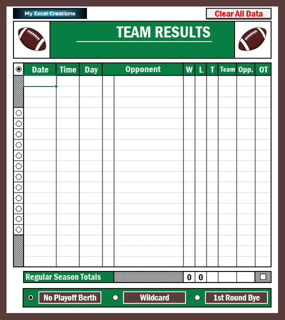 MICROSOFT EXCEL SPREADSHEET - Football Team Results $5.00 - PicClick