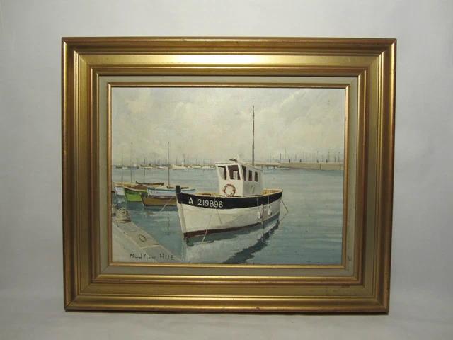 ANCIEN TABLEAU HUILE SUR TOILE MARCEL HUE MARINE PORT BATEAUX HST XX ème EUR 380,00 - PicClick FR