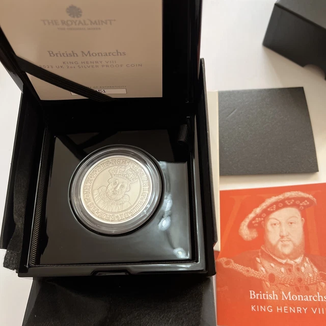 BRITISH MONARCHS KING Henry VIII 2023 UK 2oz Silver Proof Coin Ltd Edit ...