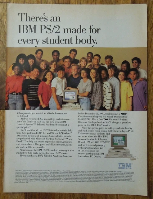 1990 IBM PERSONAL System/2 Computer Magazine Ad - For Every Student ...
