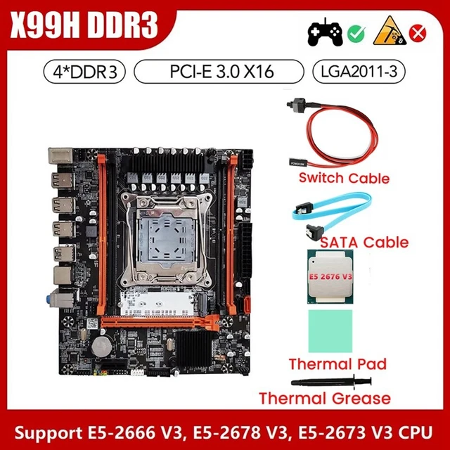 X99H DESKTOP MOTHERBOARD+E5 2676 V3 CPU+Thermal Grease LGA2011-V3 ...