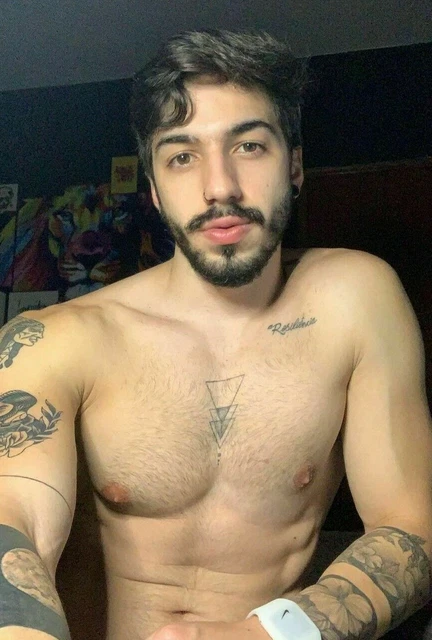 SHIRTLESS MALE TATTOOED Bearded Hairy Chest Beefcake Hunk Man PHOTO 4X6 ...