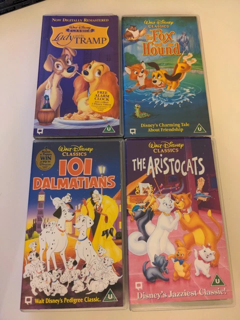 DISNEY VHS BUNDLE X4- 101 Dalmatians- The Aristocats- The Fox And The ...