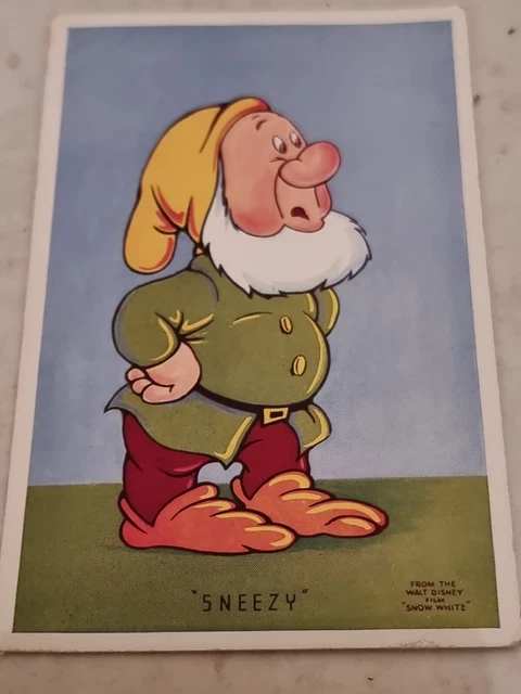 Postcard Walt Disneys Snow White And Seven Dwarfs Sneezy Vintage 1937 Eur 904 Picclick De
