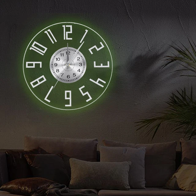 12“ ROUND LIGHTED Digital Large LED Wall Clock +Remote Control Wall ...