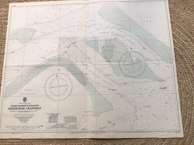 LONDON- RIVER THAMES Entrance 1932 Antique Map, Admiralty Chart 1605 £8 ...