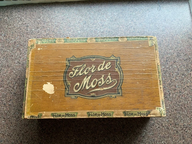 VINTAGE WOODEN CIGAR Box Flor De Moss Factory 1366 Pennsylvania ...