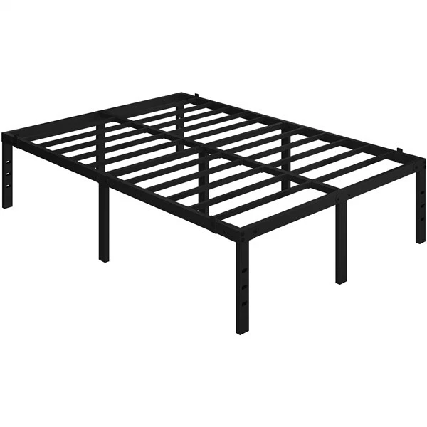 DOUBLE METAL PLATFORM Bed Frame with Heavy Duty Steel Slat Support Non ...