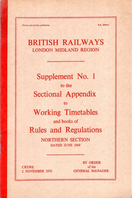RULE BOOK BRITISH RAILWAYS LONDON MIDLAND REGION : SUPPLEMENT NO 1 TO ...