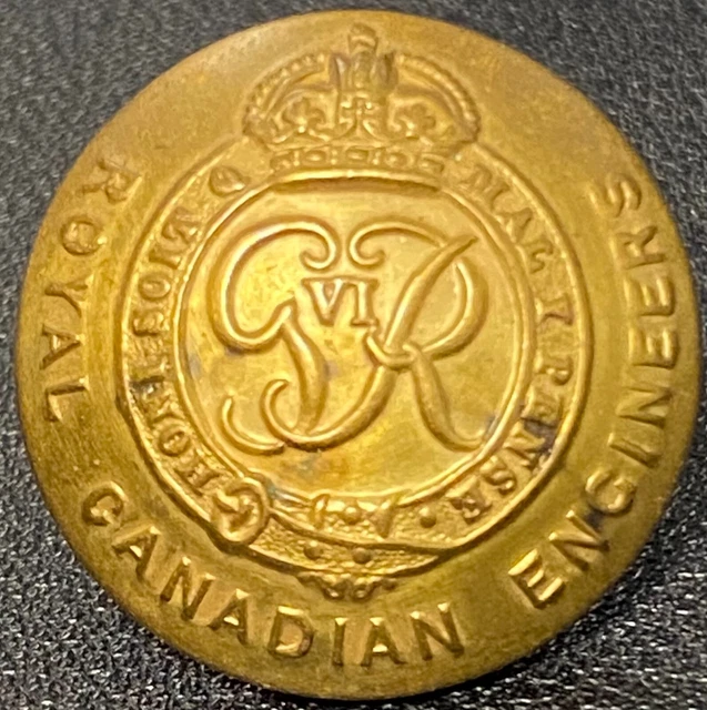 VINTAGE GEORGE VI Royal Canadian Engineers Uniform Button Original King ...