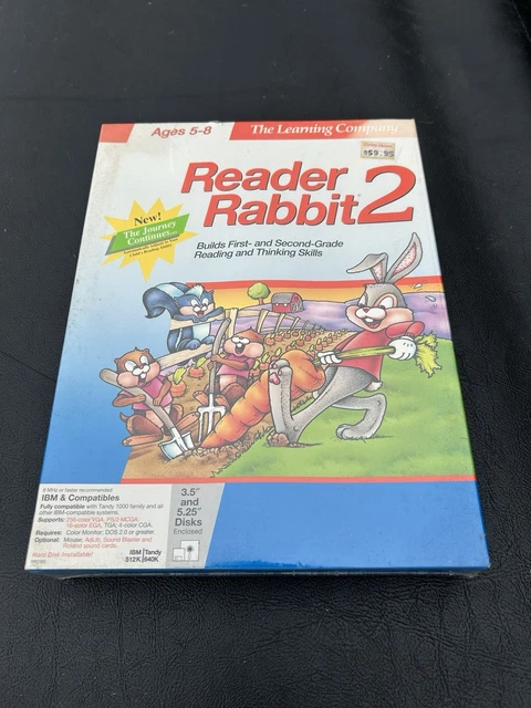 READER RABBIT 2 The Learning Company Big Box IBM Tandy Game 3.5" NEW ...