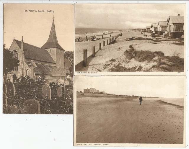 HAYLING ISLAND, HANTS, bungalows, St Mary's Church, etc, on 3 1930s ...