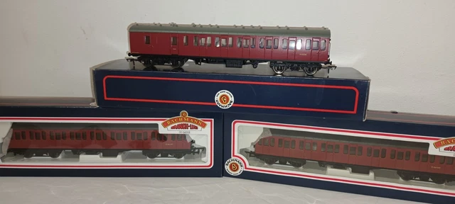 OO GAUGE N.MINT 3x Bachman Mk 1 Suburban Coach BR Maroon 34-605 606 30 ...