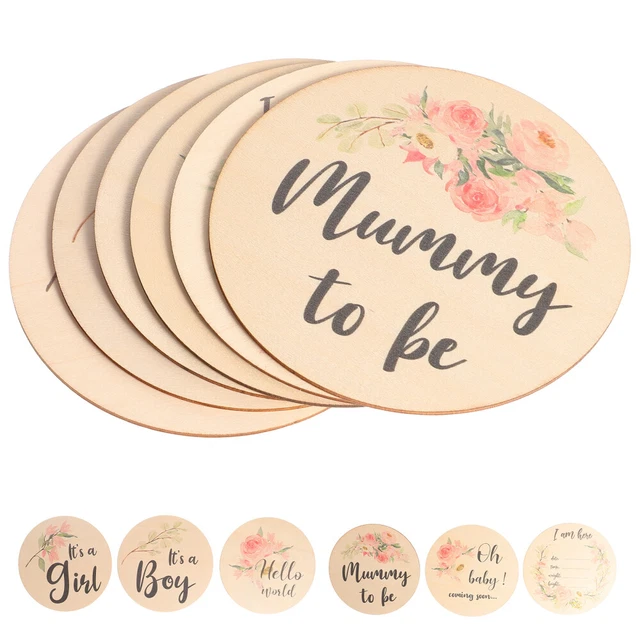 6 PCS NEWBORN Announcement Sign Birth Baby Name Milestone Cards Wooden ...