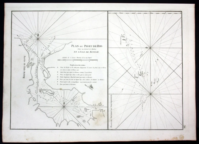 1775 BINTAN ISLAND Batam Malaysia Rio Mare Mappa Mannevillette Neptune ...