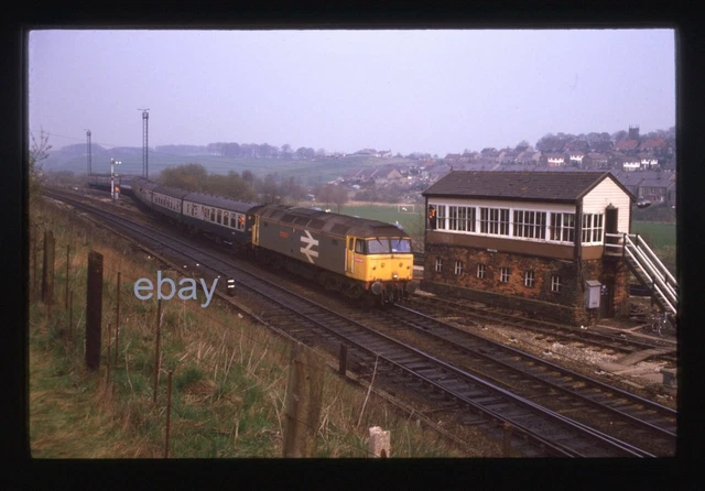 ORIGINAL 35MM SLIDE - Buxton signal box w/ Railfreight 47 on RT / 3.87 ...