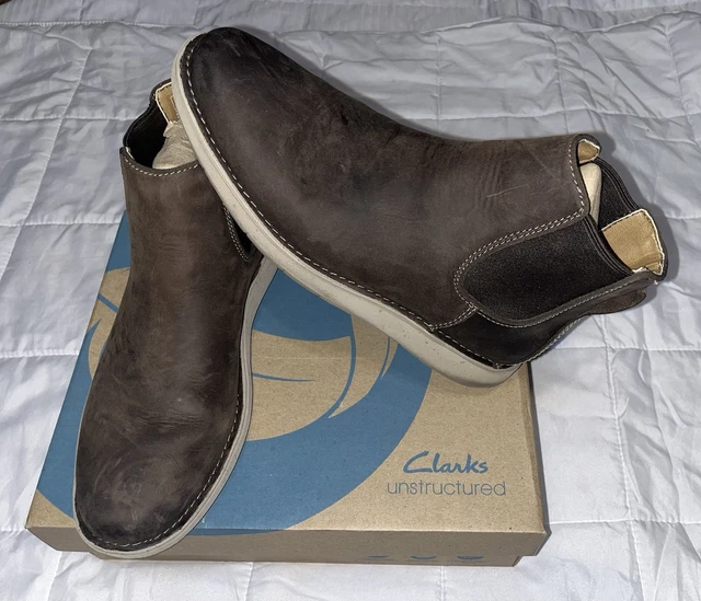 CLARKS UN LARVIK Top Boot Brown Oily Suede Leather US Men's Size 8M £34 ...