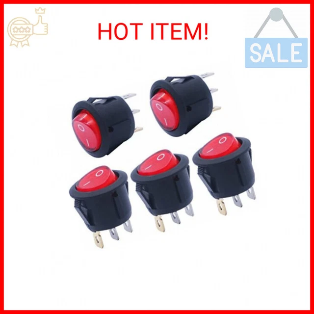 MXUTEUK 5PCS SNAP-IN AC110/120V Lighted Round Rocker Switch Illuminated ...
