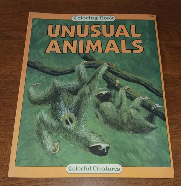 1987 VINTAGE UNUSUAL Animals Coloring Book Unused Marmoset Armadillo ...