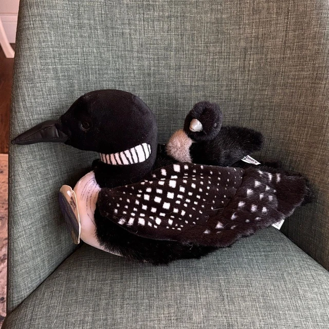 VINTAGE DISCOVERY CHANNEL mom baby Plush Loon talking toy WORKS ...