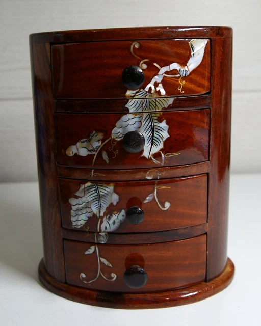 MINI COMMODE CHINOISE décor nacre - maison poupée ou petit coffre ...