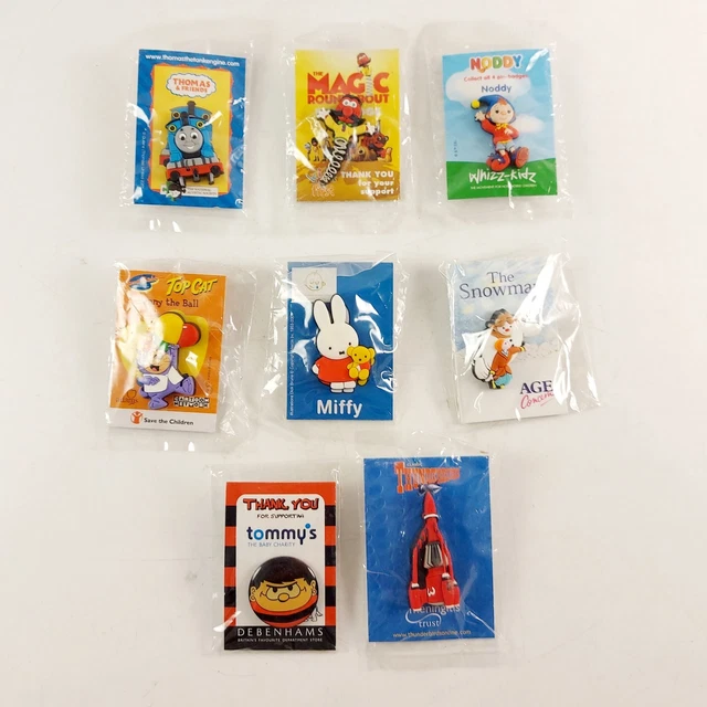 CHARITY PIN BADGES, Thunderbirds, Noddy, The Magic Roundabout, Top Cat ...