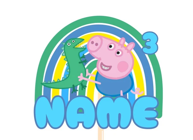 GEORGE PIG Cartoon Cake Topper Birthday Personalised Girls Boys Name ...